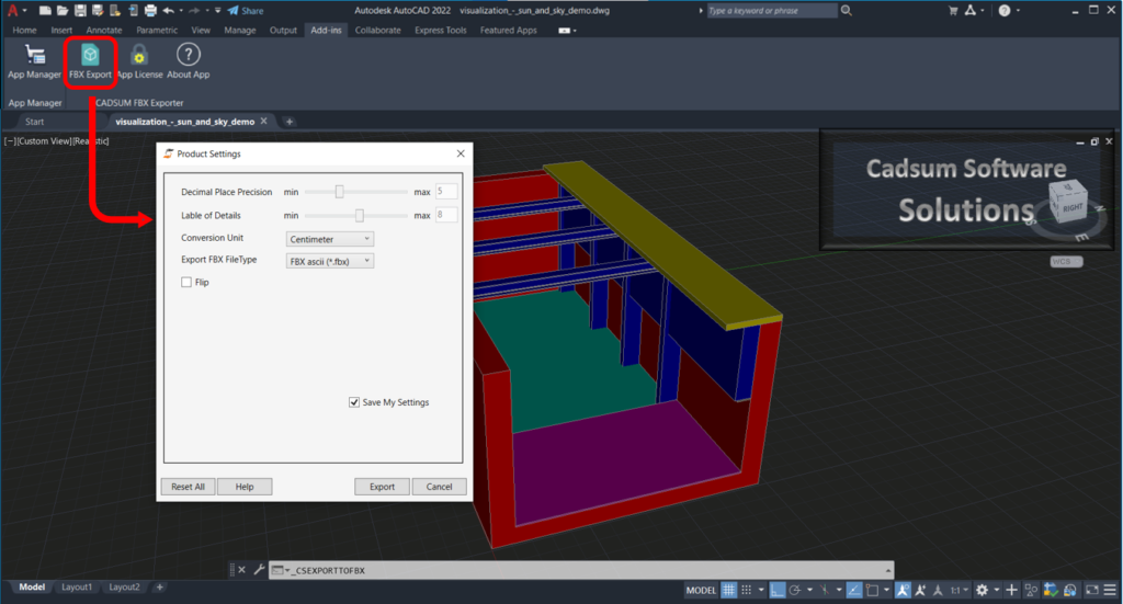 AutoCAD FBX Exporter - Easily Export AutoCAD Models to FBX