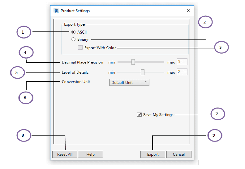 Cadsum STL Exporter for Revit - Settings - Cadsum